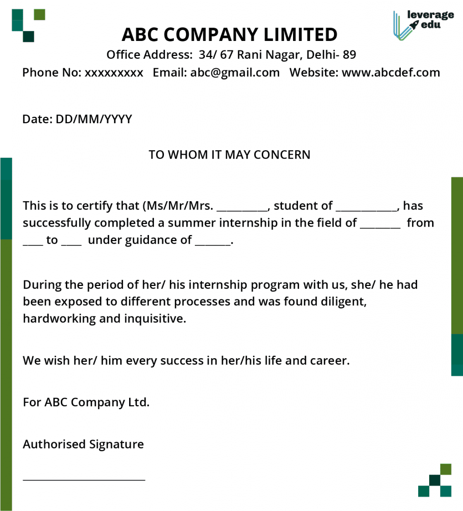 Internship Certificates Meaning Format And Samples Leverage Edu 2022 