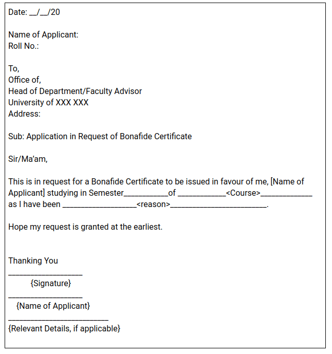 Application For Bonafide Certificate Format Samples Leverage Edu